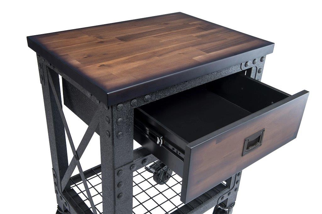 DuraMax 27 Inch Rolling Industrial Workbench with Wood Top